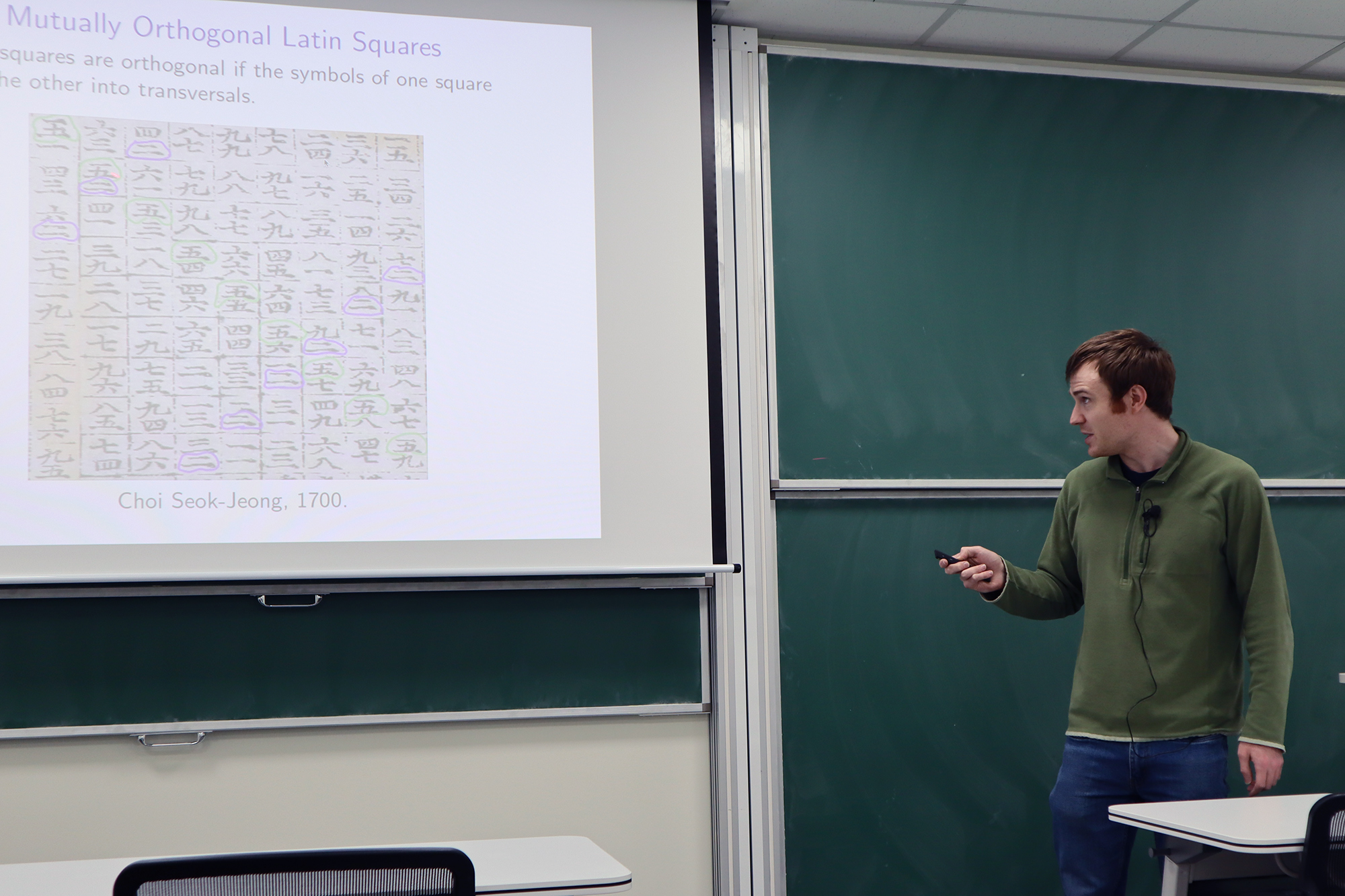 Kevin Hendrey gave a talk on covering the space of permutations by ...