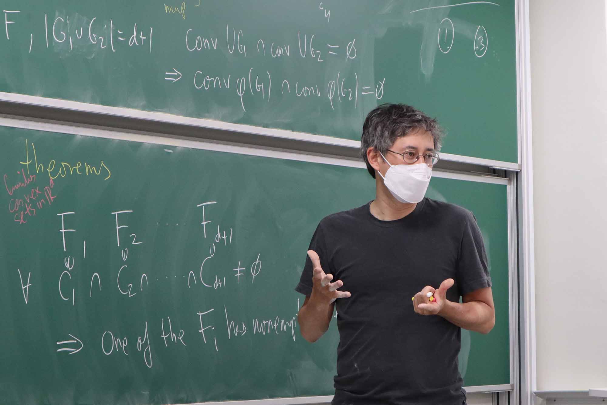 Andreas Holmsen gave a talk on a colorful generalization of the Goodman ...