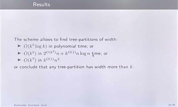 Hugo Jacob gave an online talk on the parameterized algorithm to approximate the tree-partition ...