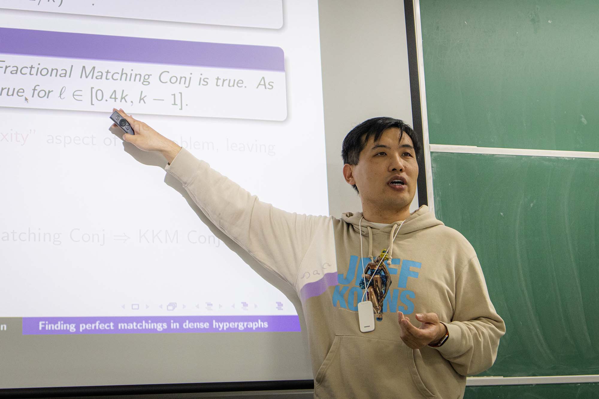 Jie Han gave a talk on the complexity of deciding the existence of a ...