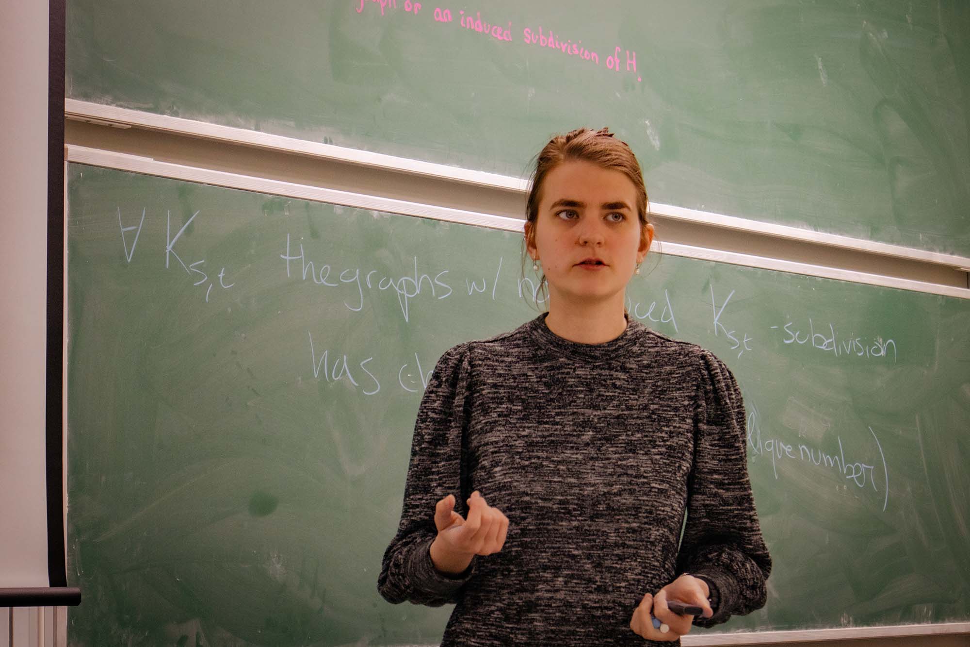 Linda Cook gave a talk on bounding the average degree of a graph with ...