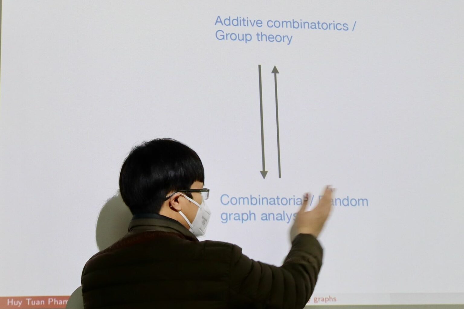 Huy Tuan Pham gave a talk on combinatorial methods for problems on additive combinatorics and ...