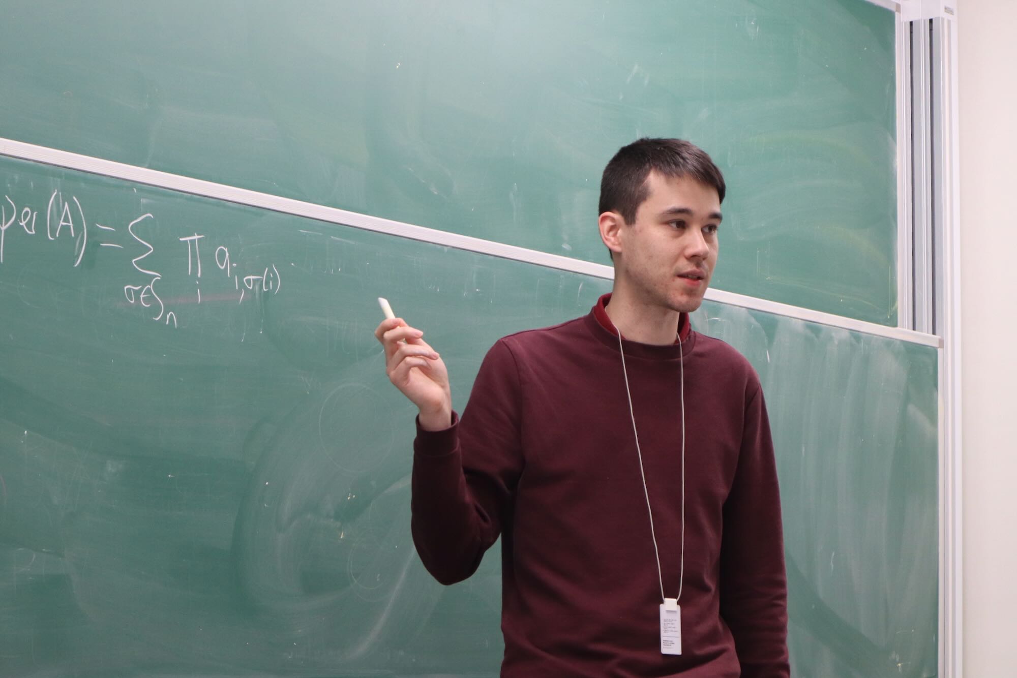 Matthew Kwan gave a talk on the permanent of a random ±1-matrix at the ...